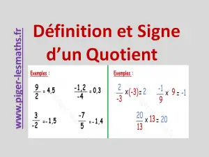 quotient : Définition et Signe d'un quotient - Piger-lesmaths