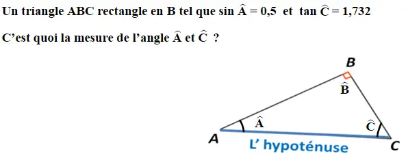 Trigonométrie et Fonctions Réciproques dans un Triangle Rectangle