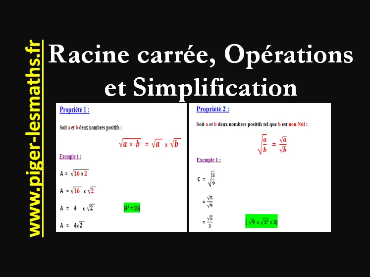 Racine Carrée d'un nombre : Définition et Propriétés | piger-lesmaths.fr